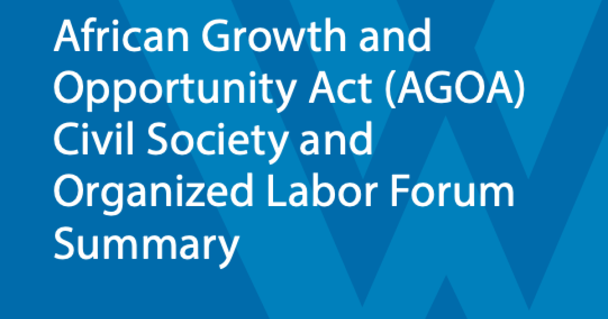 African Growth and Opportunity Act (AGOA) Civil Society and Organized ...